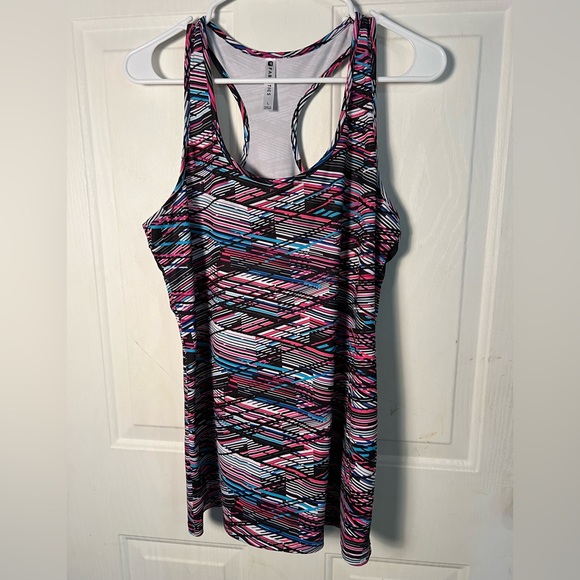 Fabletics | Tops | Fabletics Multi Color Stripe T Back Tank With Mesh ...